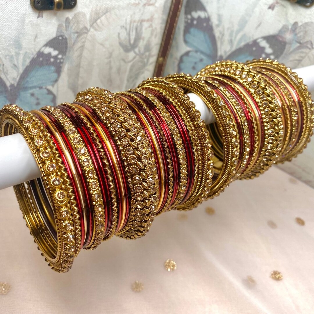 Bridal Bangle Set Maroon 2.12 - Etsy