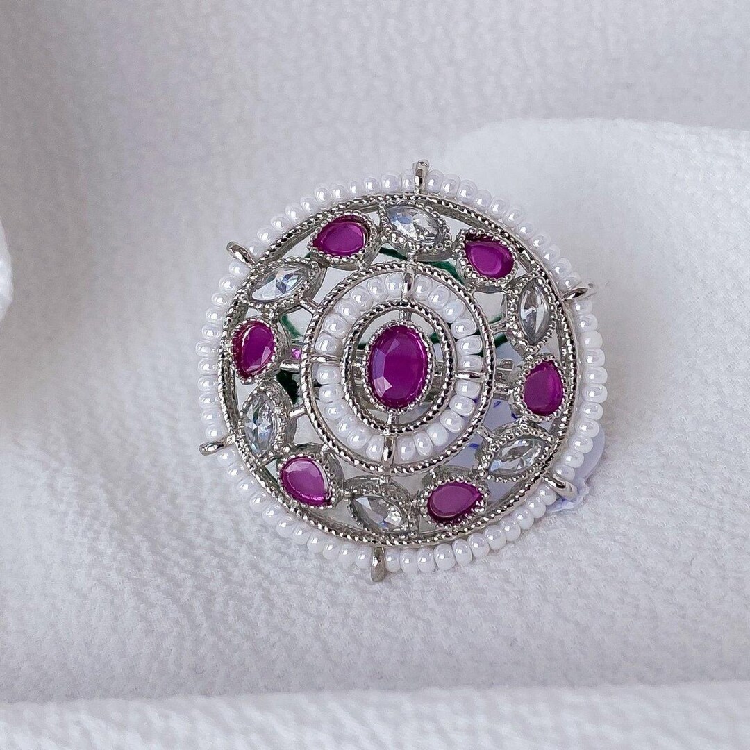 Silver/ruby Mughal Ring - Etsy