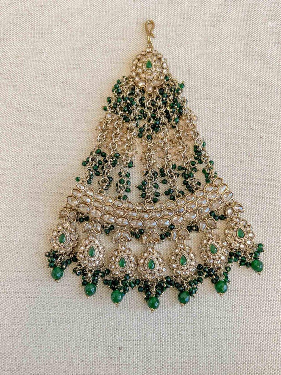 Danika Antique Gold Jhumar - Green - Etsy