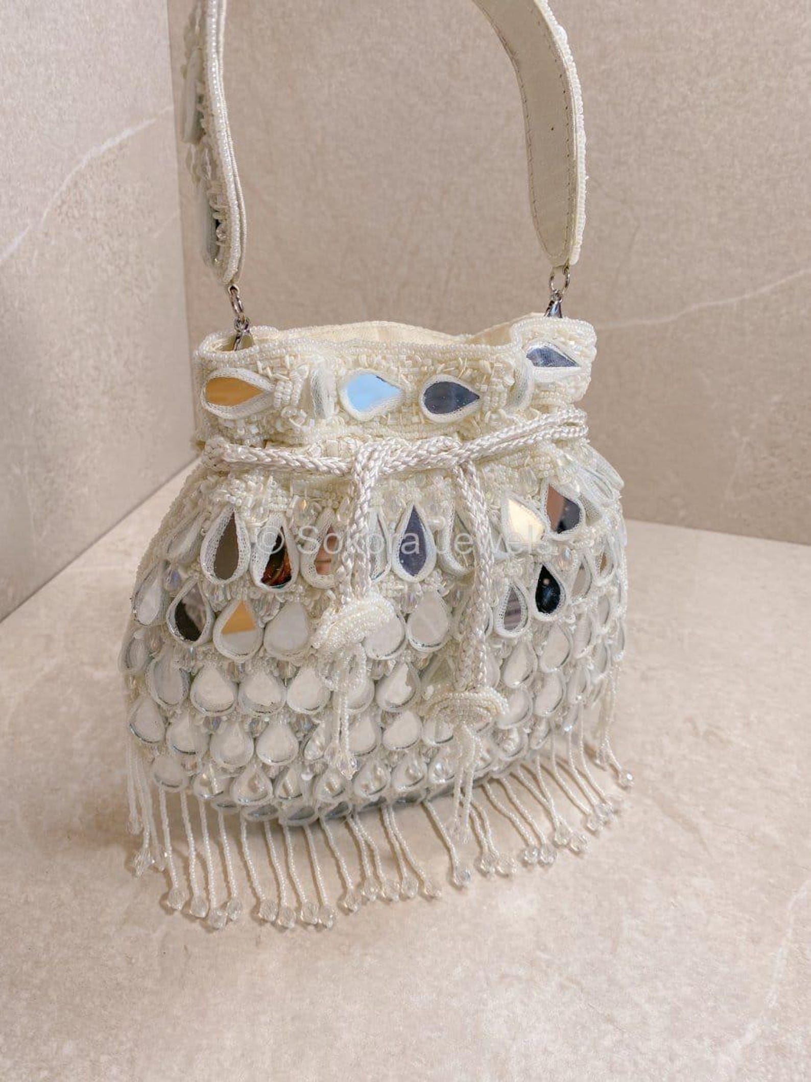 Mirror & Tassel Bag - White - Etsy