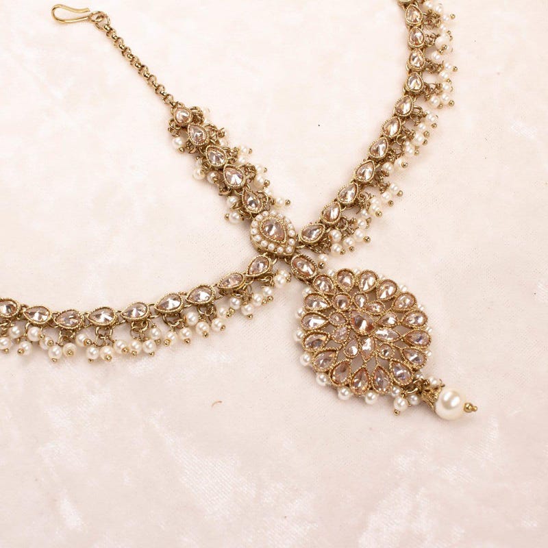 Gold Pearl Mathapatti - Etsy UK