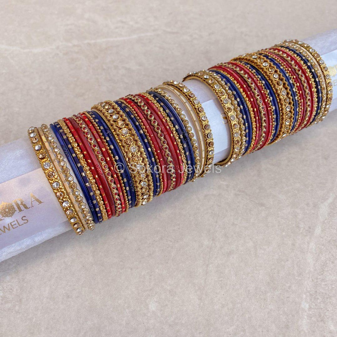 Royal Navy & Maroon Bangle Set - Etsy