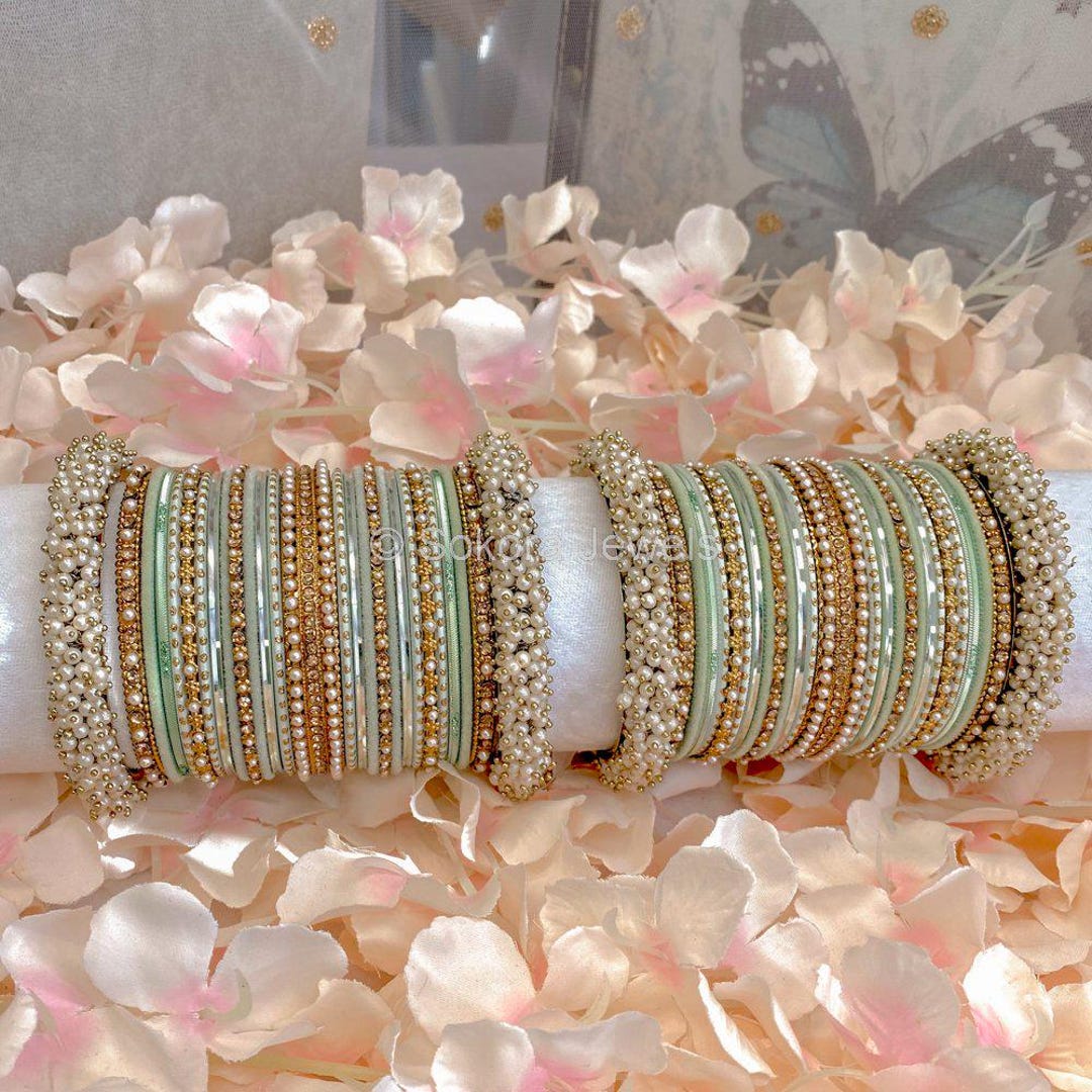 Thanjina Mint Bangle Stack - Indian/ Pakistani/ Fashion Bracelet/set ...