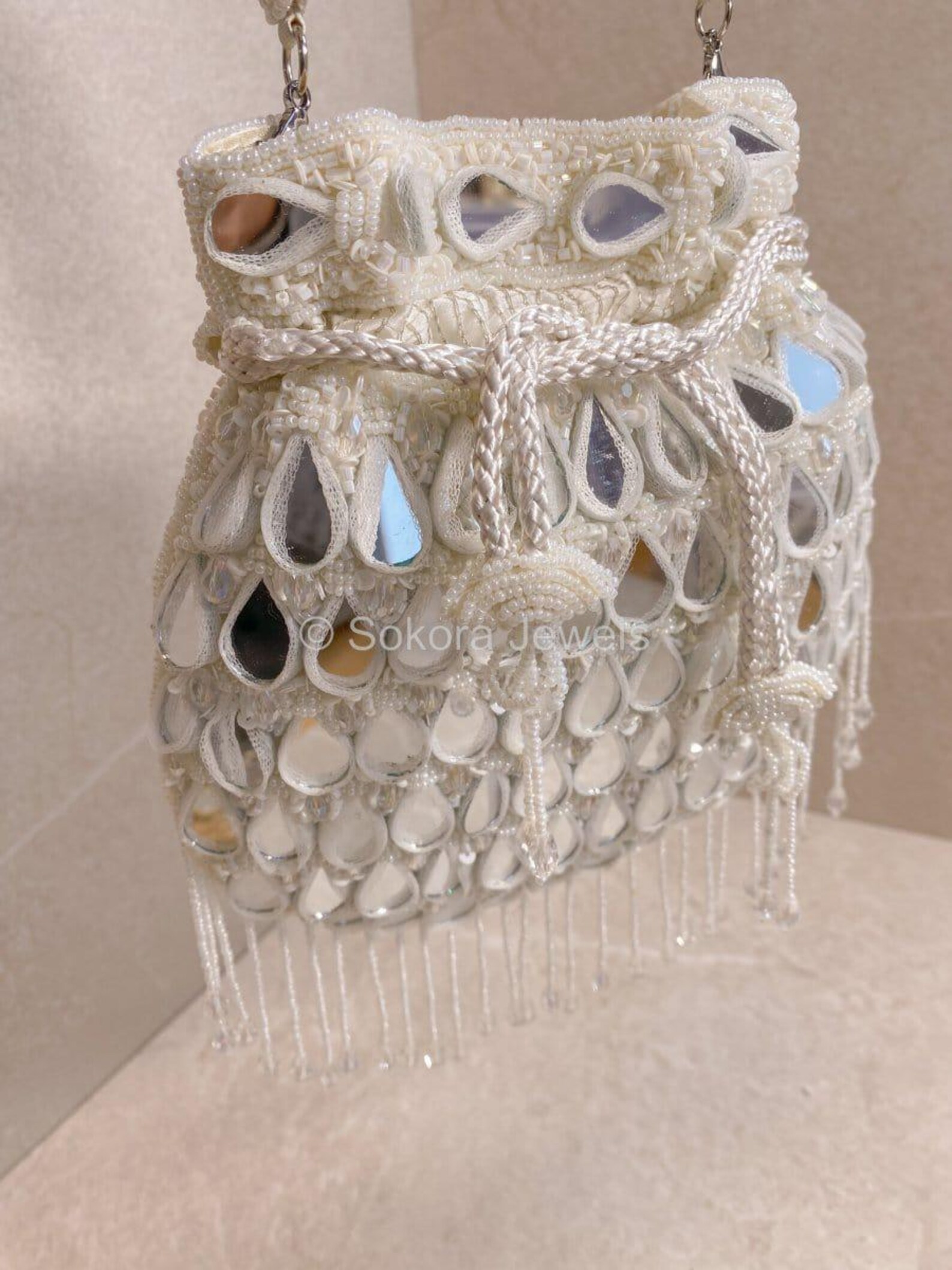 Mirror & Tassel Bag - White - Etsy