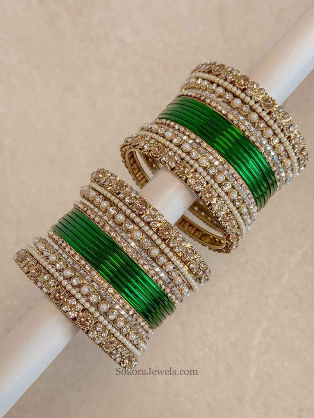 Small Both Arm Bejewelled Bangle Set Wedding Party Indian Pakistani ...