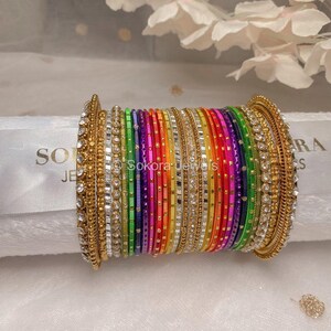 Rainbow Bangle Stack - Etsy