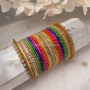 Rainbow Bangle Stack - Etsy