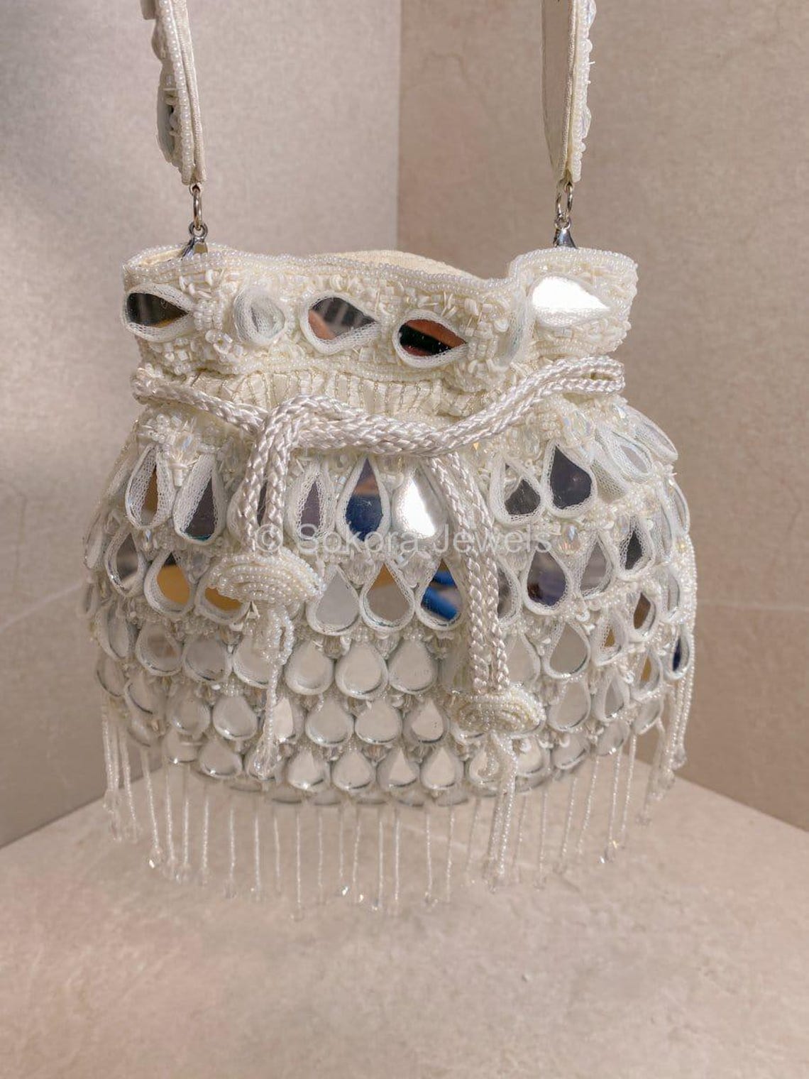 Mirror & Tassel Bag - White - Etsy