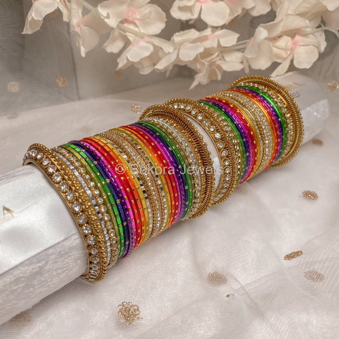 Rainbow Bangle Stack - Etsy