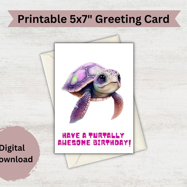Funny Turtle Birthday Card - Etsy