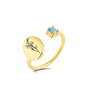 Birth Flower, Birthstone, December Birth Flower Open Ring, December ...