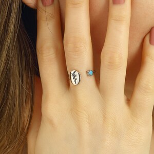 Birth Flower, Birthstone, December Birth Flower Open Ring, December ...