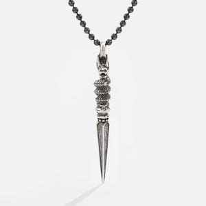 Sterling Silver Dragon Spear Pendant Necklace - Oxidized Finish, 925 ...