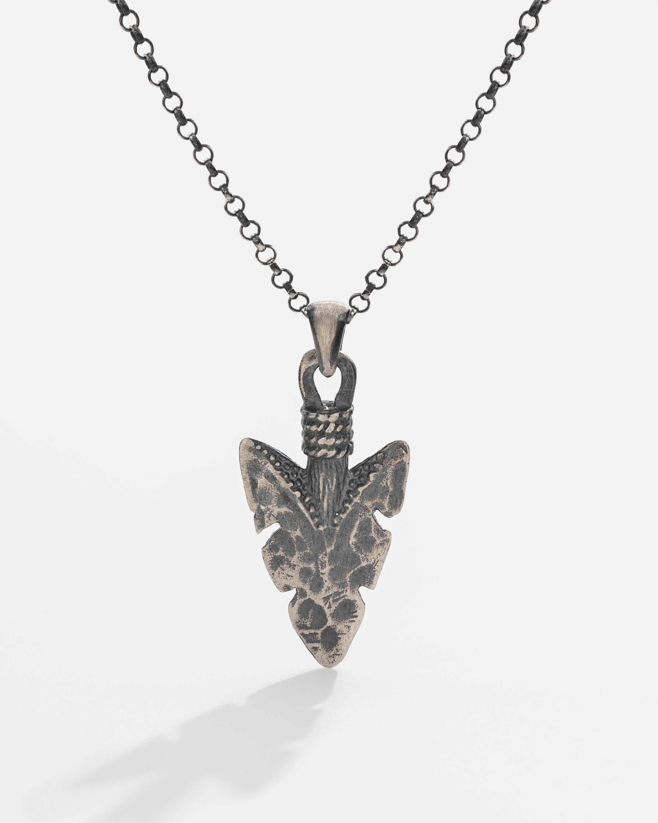 Silver Arrowhead Necklace - 925 Sterling Silver Pendant, Oxidized ...