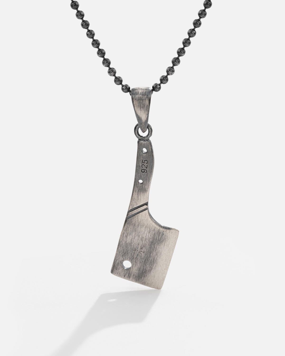 Sterling Silver Cleaver Pendant Necklace - Oxidized Finish, 925 Silver ...