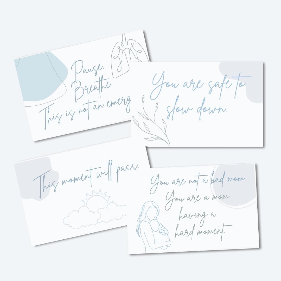 Printable Calming Visual Cue Cards for Moms – 12 Gentle Affirmations ...