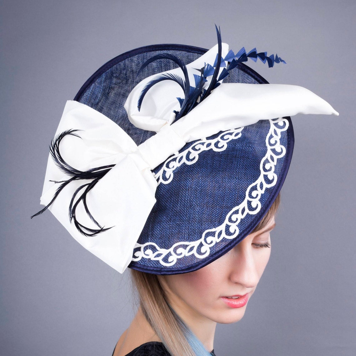 Kentucky Derby Fascinator, Kentucky Derby Headpiece, Ascot Hat, Wedding Guest Headpiece, Couture ...