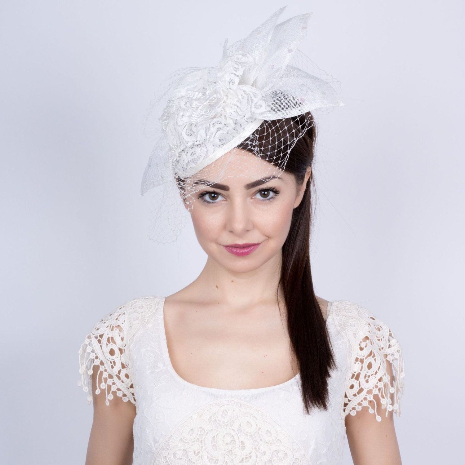 Wedding Lace Fascinator, Bride's Hat, Romantic Wedding Headpiece, Lace ...