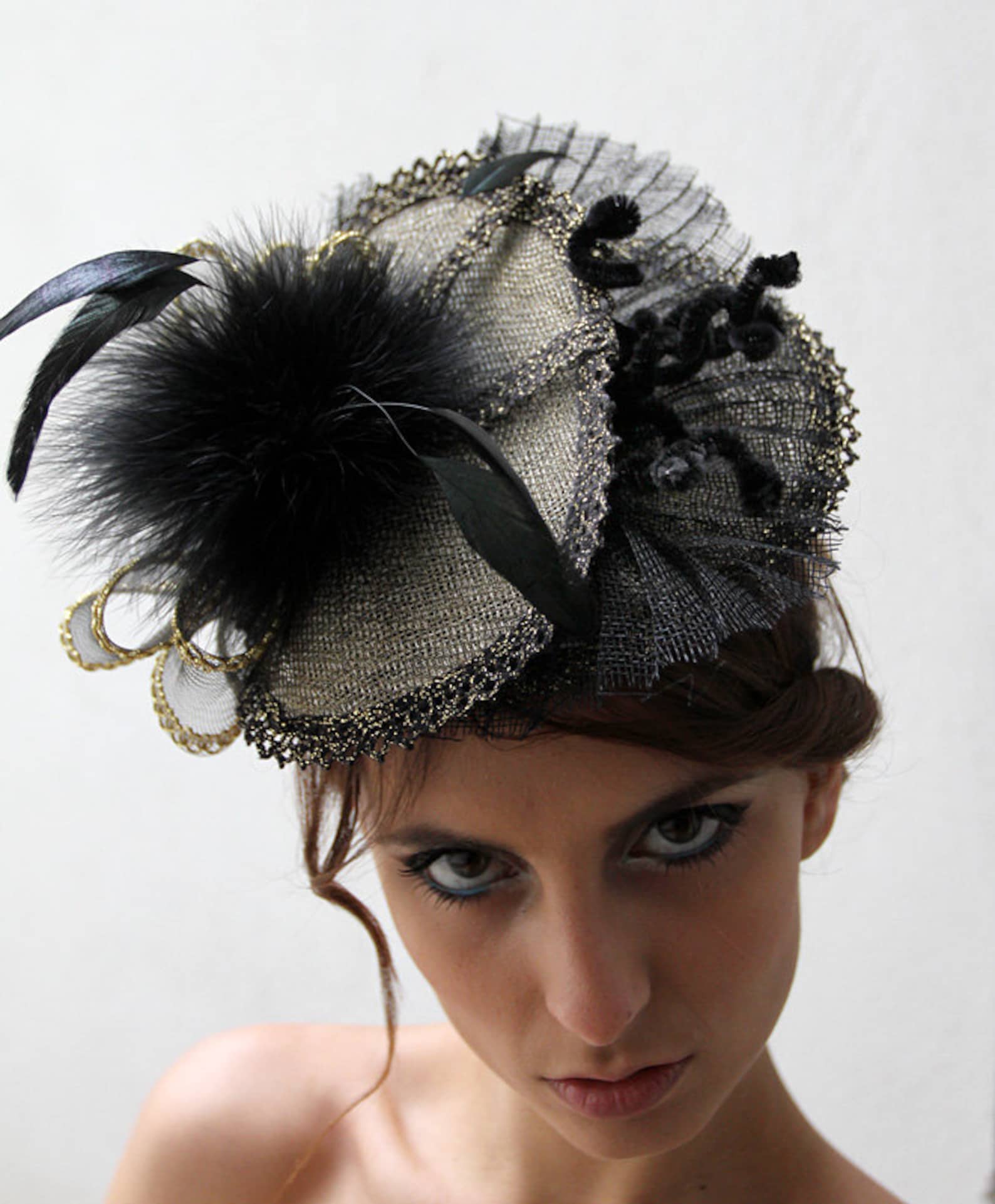 Melbourne Cup Headpiece Gold Black Fascinator Royal Ascot - Etsy
