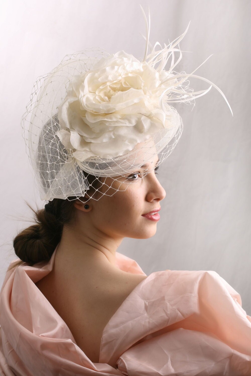Cream Wedding Hat Veiled Wedding Hat Romantic Tea Party Hat - Etsy