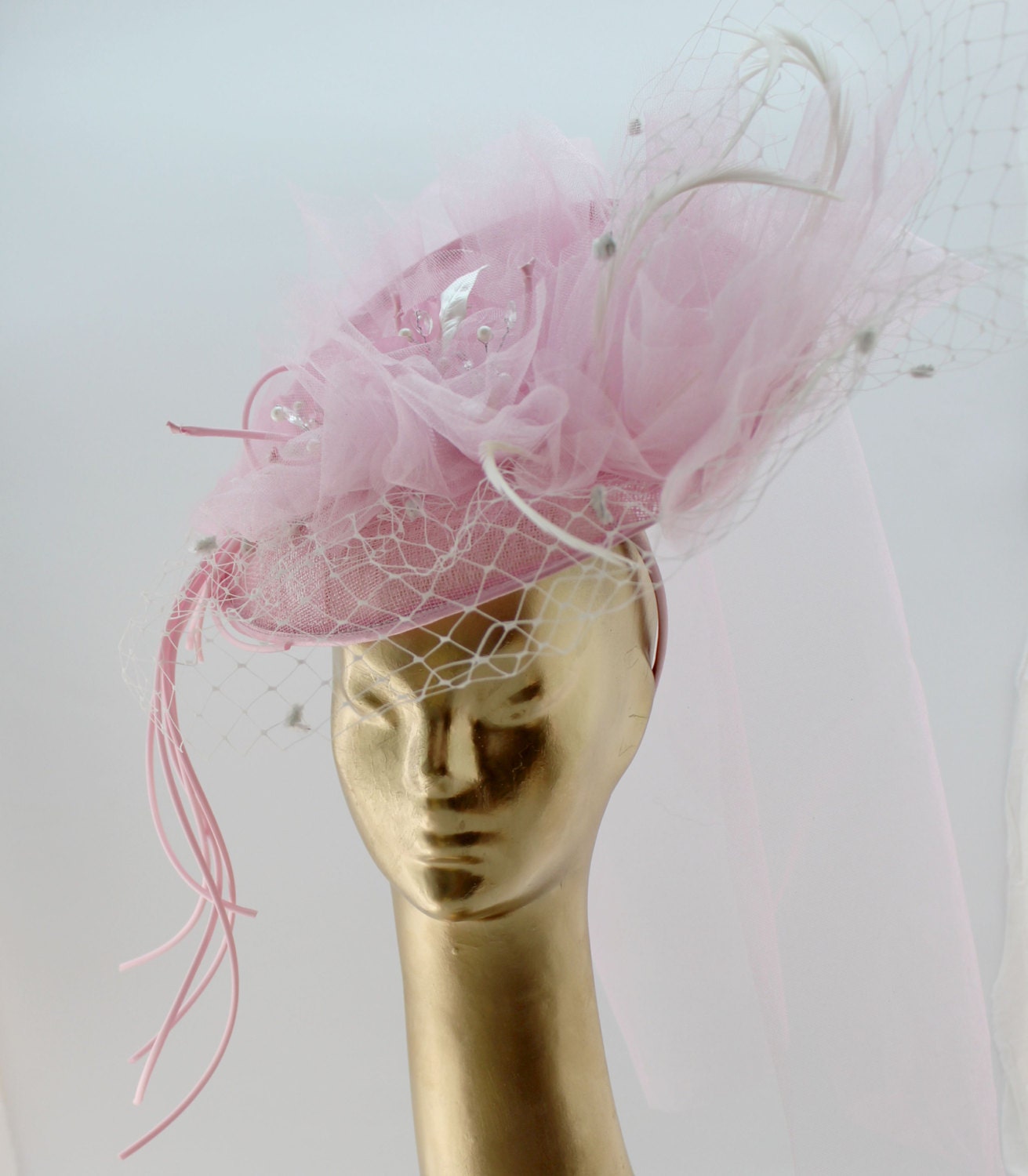 Soft Pink Hat, Pink Veiled Derby Hat, Kentucky Derby Hat, Wedding ...