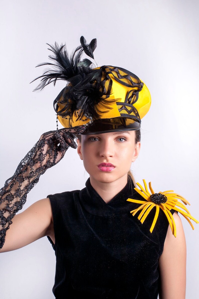 Yellow Show Cap, Royal Ascot Hat, Derby Hat, Burlesque Show Cap ...