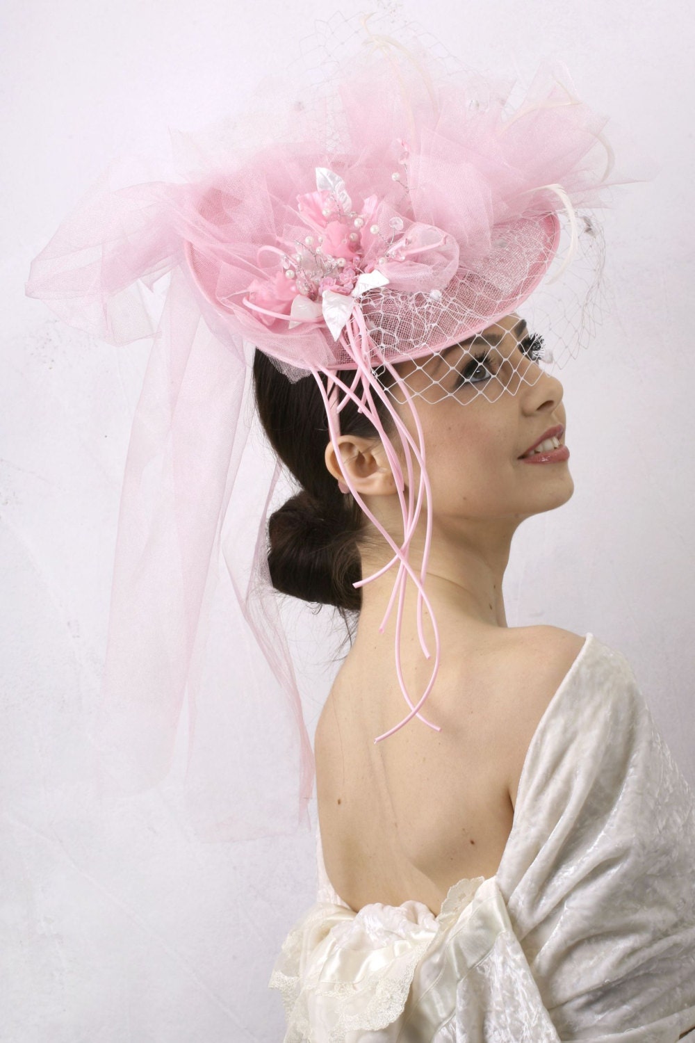 Soft Pink Hat, Pink Veiled Derby Hat, Kentucky Derby Hat, Wedding ...