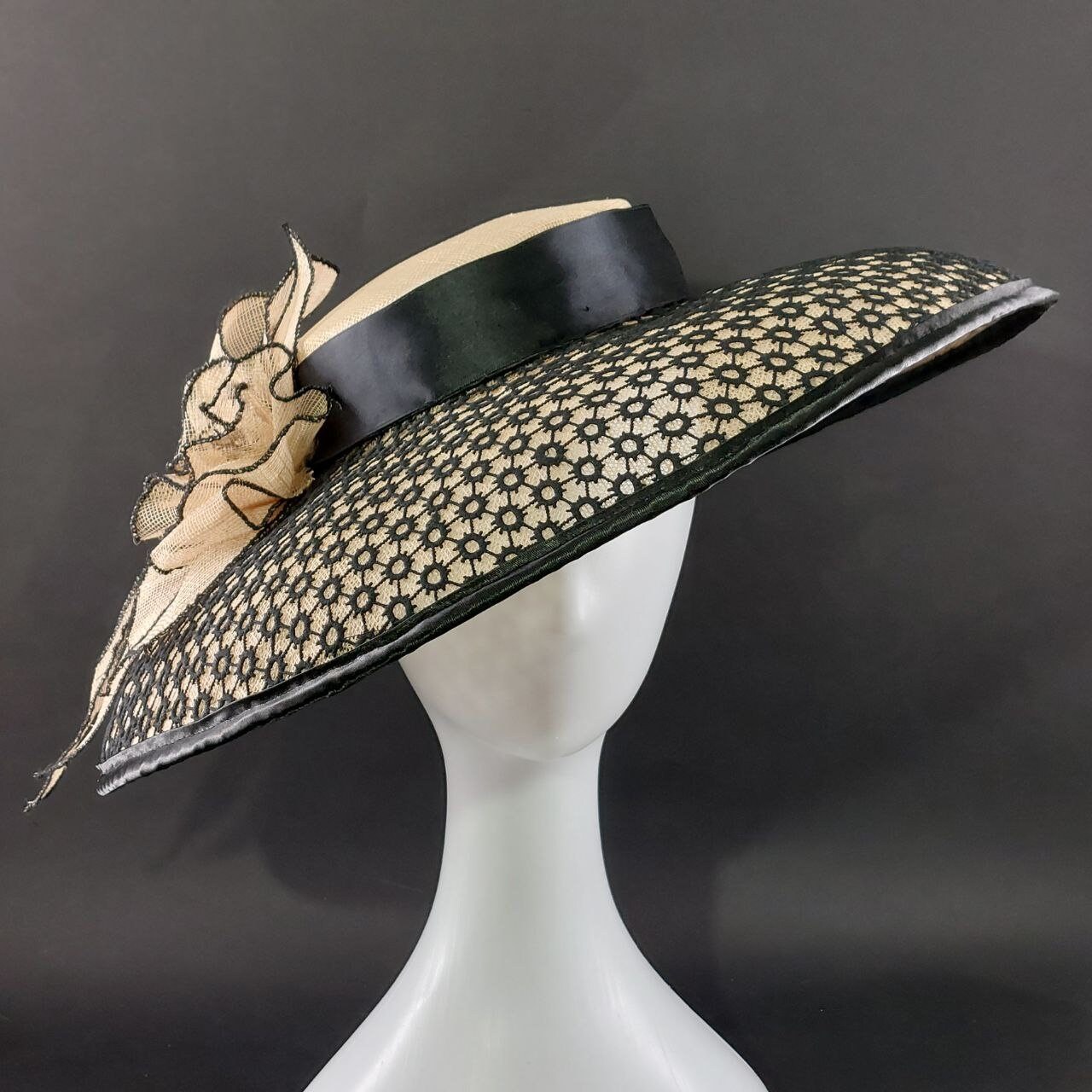 Low Crown Hat, Kentucky Derby Hat, Ascot Wide Brim Hat, Race Season Hat ...