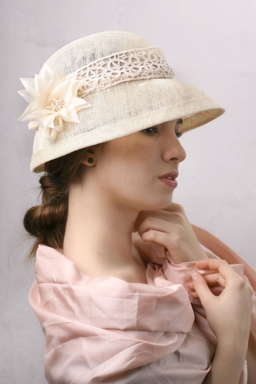 Royal Ascot Hat, Summer Lace Hat, Ivory Hat, Wedding Hat, Tea Party Hat ...
