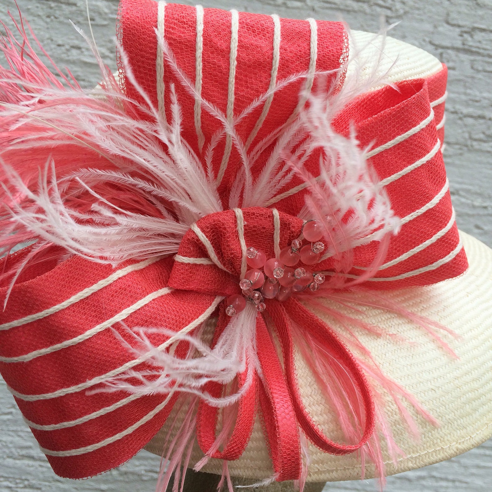Derby Hat, Ivory Coral Hat, Widebrim Hat, Summer Sun Hat, Kentucky ...