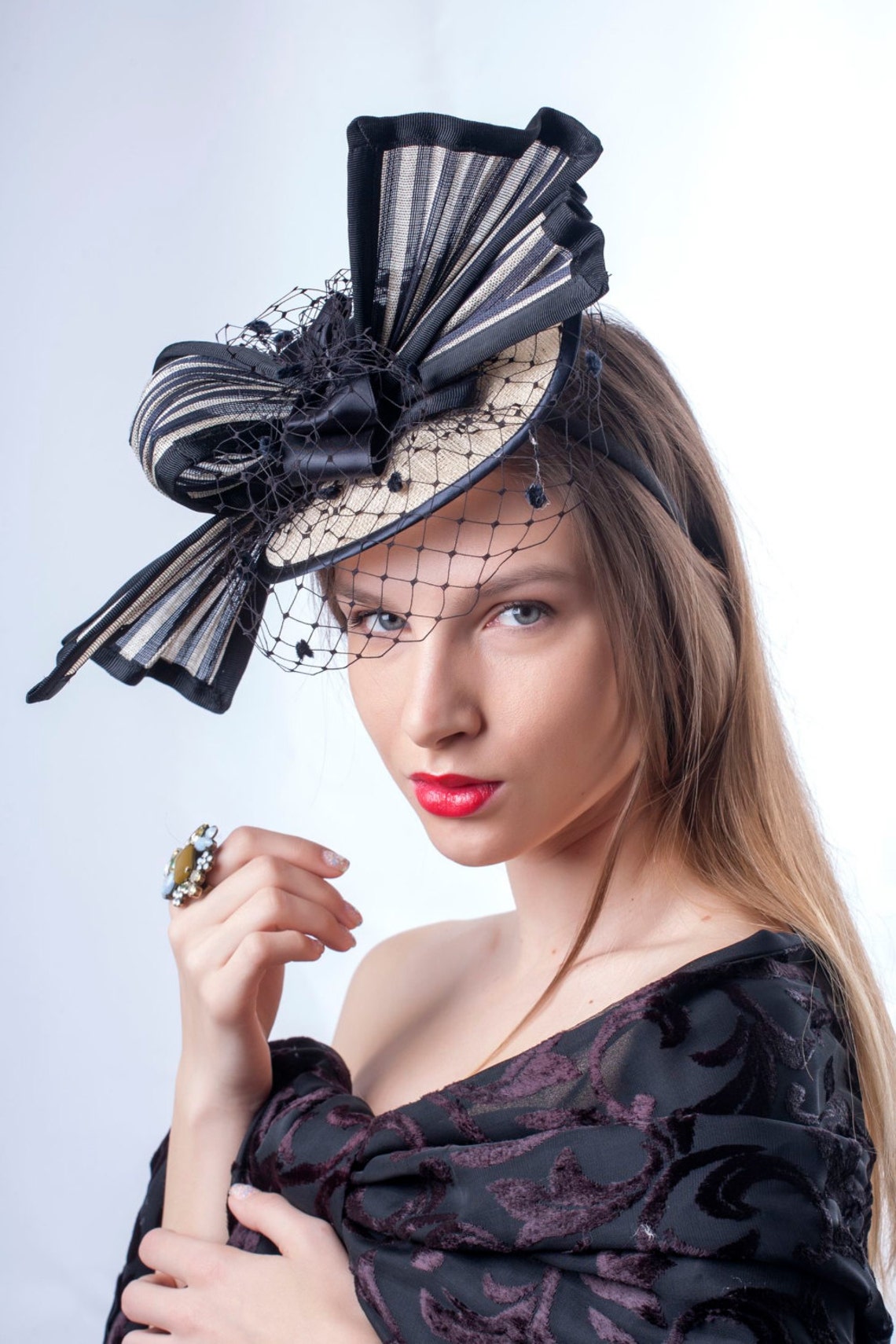 Royal Ascot Fascinator, Kentucky Derby Hat, Derby Fascinator, Cream and ...