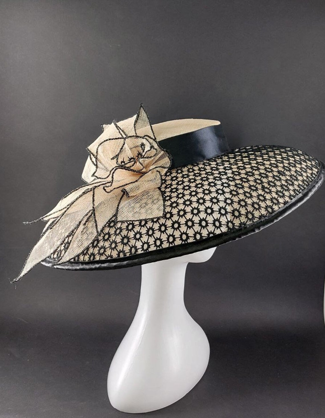 Low Crown Hat, Kentucky Derby Hat, Ascot Wide Brim Hat, Race Season Hat ...