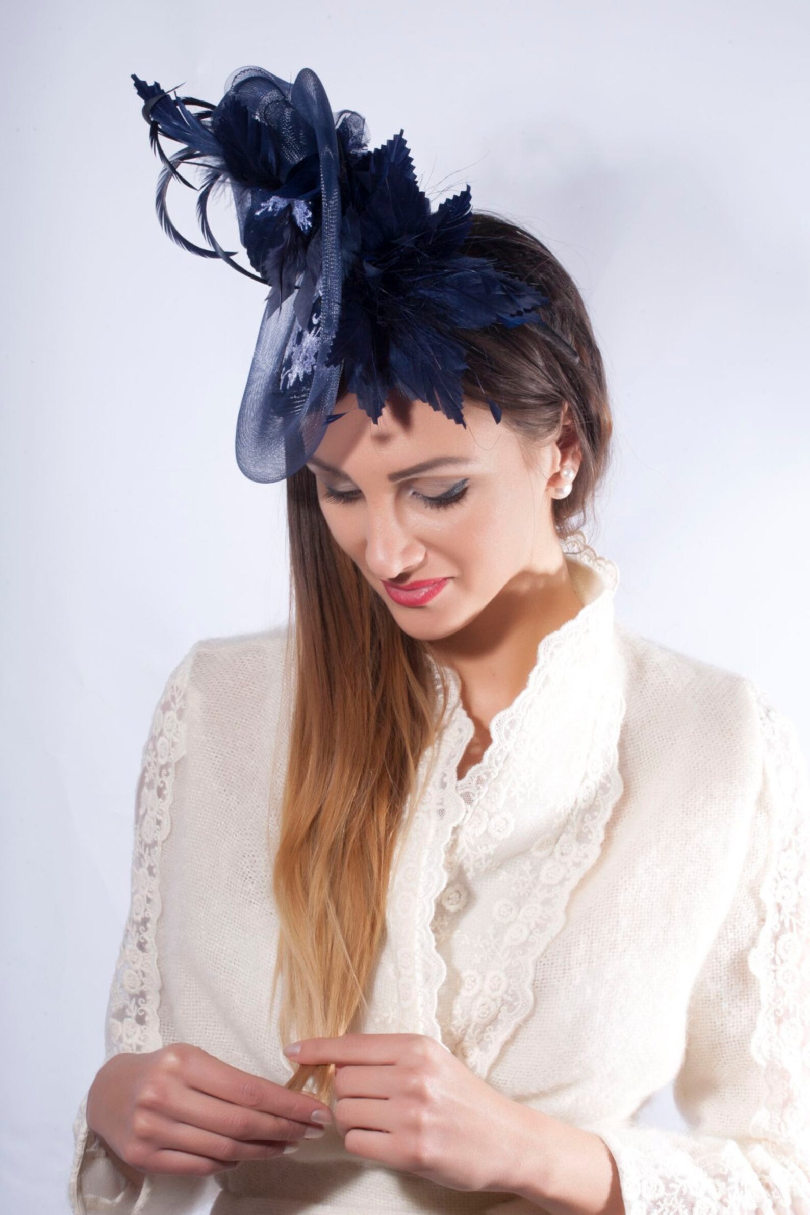 Navy Fascinator Hat, Melbourne Cup Hat, Kentucky Derby Fascinator ...