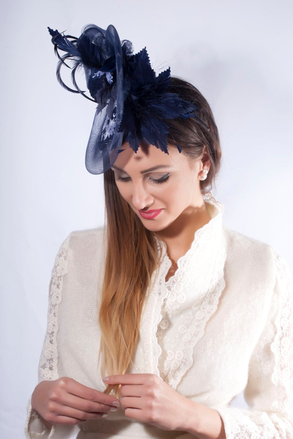 Navy Fascinator Hat, Melbourne Cup Hat, Kentucky Derby Fascinator ...