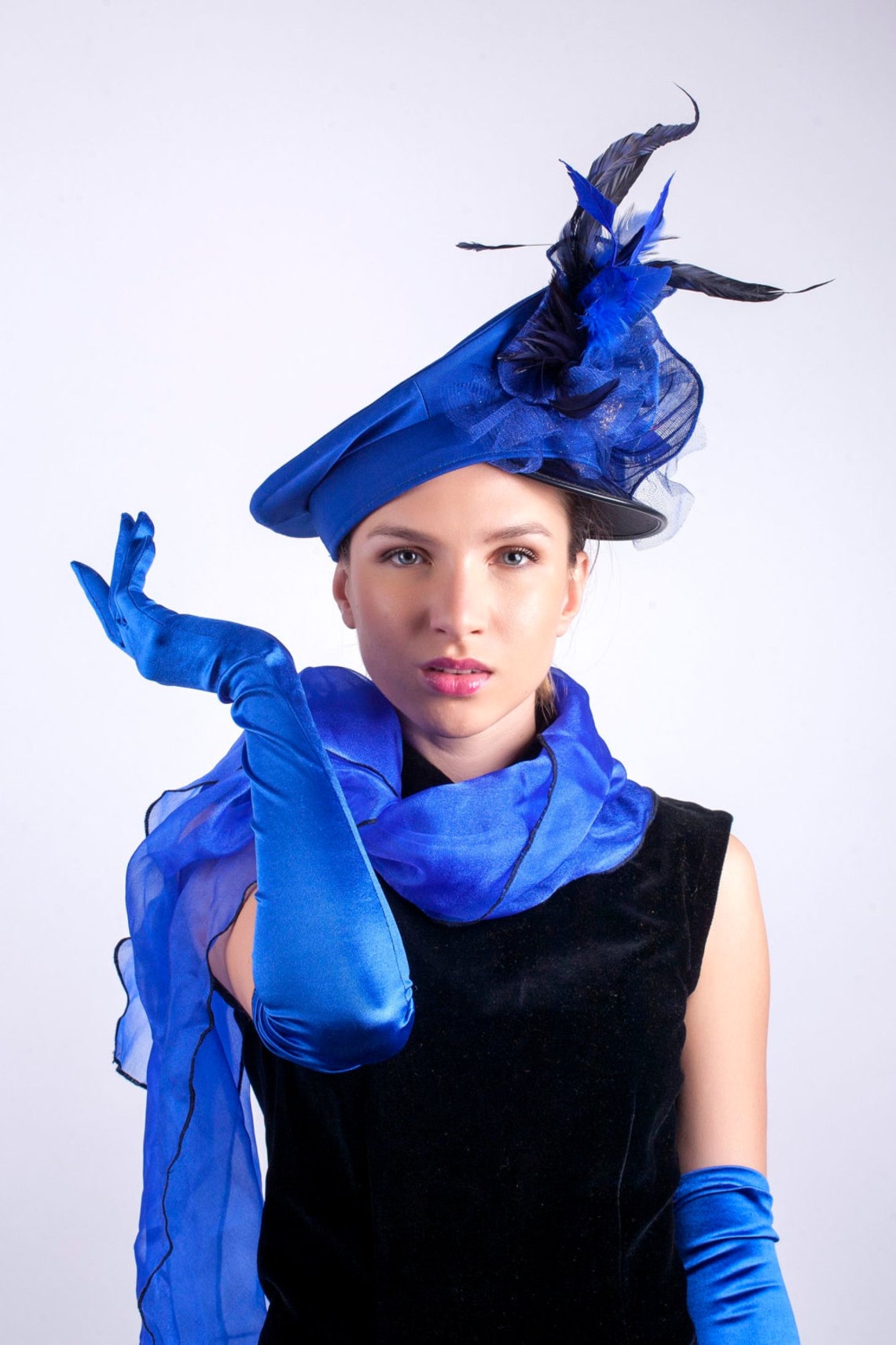 Royal Blue Show Cap, Royal Ascot Hat, Derby Hat, Burlesque Show Cap ...