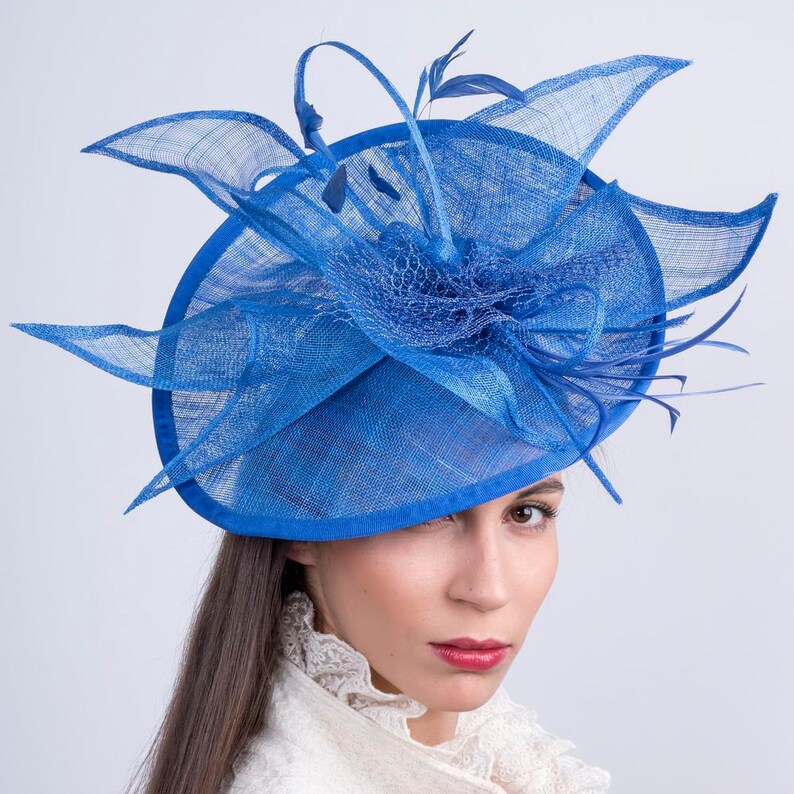 Elegant Derby Hat, Royal Blue Hat, Royal Ascot Fascinator, Kentucky ...