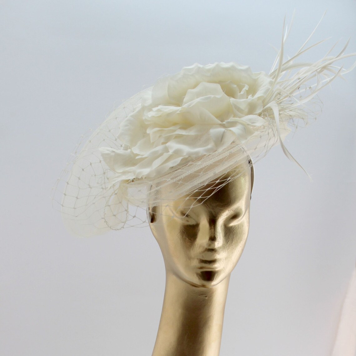 Cream Wedding Hat Veiled Wedding Hat Romantic Tea Party Hat - Etsy UK