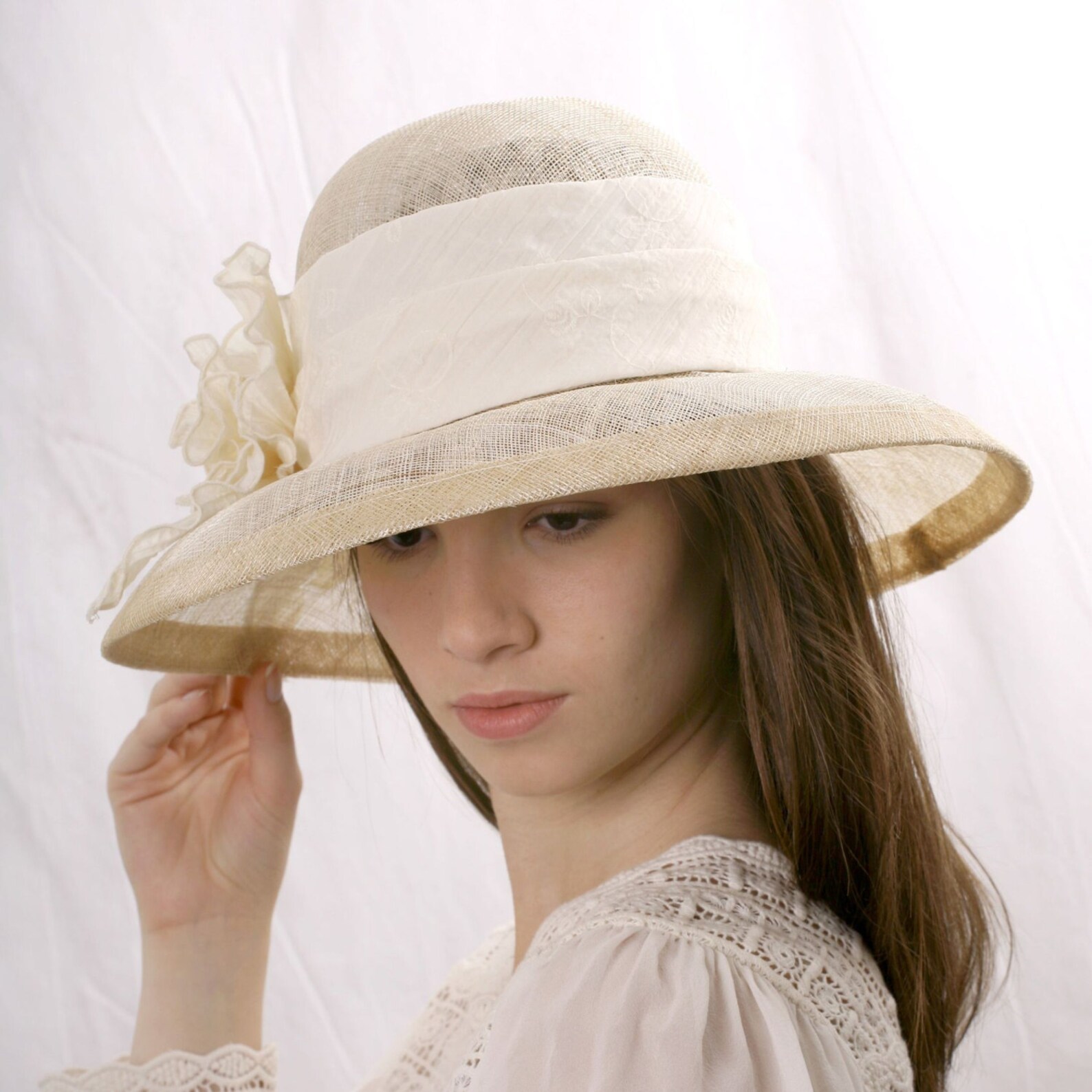 Cream Wedding Hat, Widebrim Bridal Hat, Melbourne Cup Hat, Kentucky ...