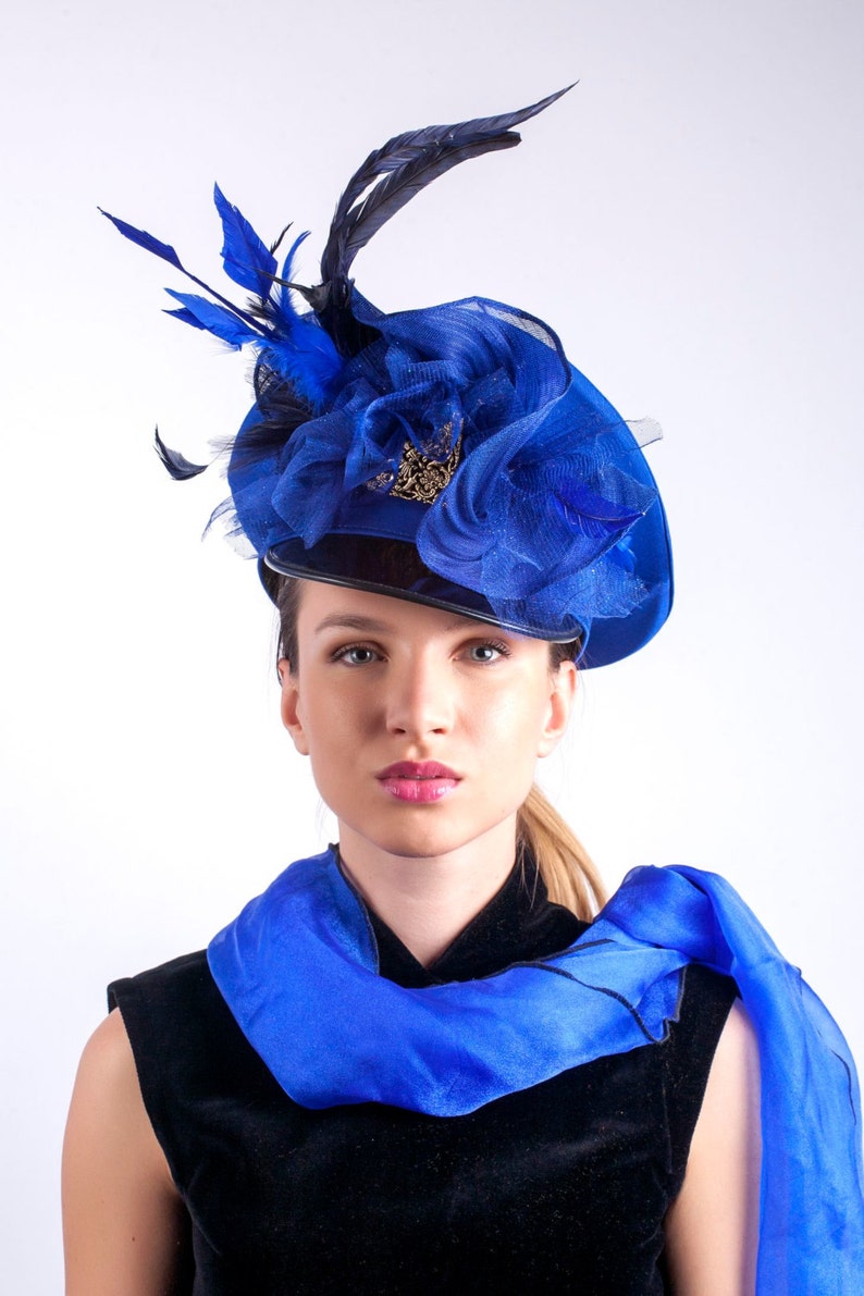 Royal Blue Show Cap, Royal Ascot Hat, Derby Hat, Burlesque Show Cap ...