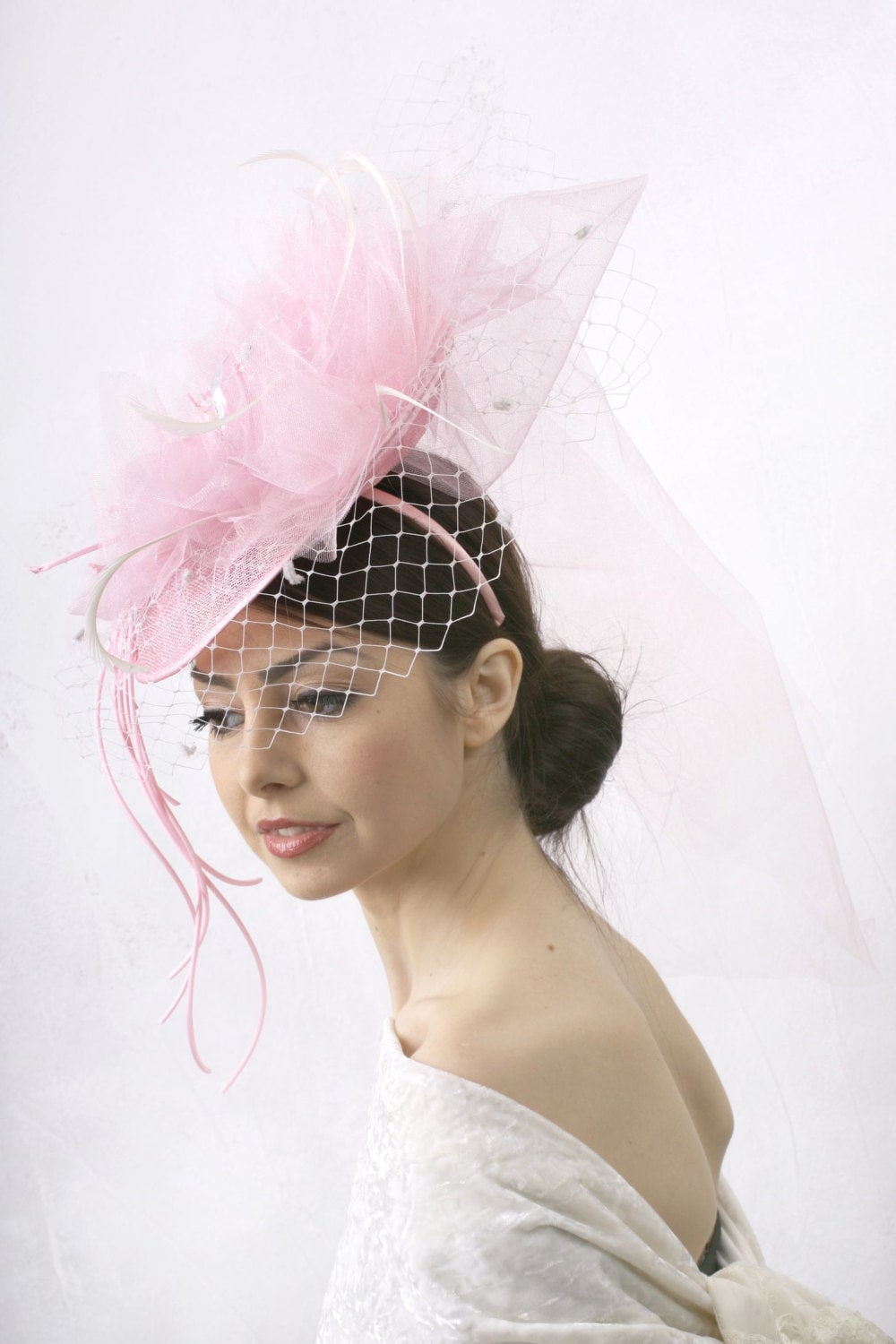 Soft Pink Hat, Pink Veiled Derby Hat, Kentucky Derby Hat, Wedding ...