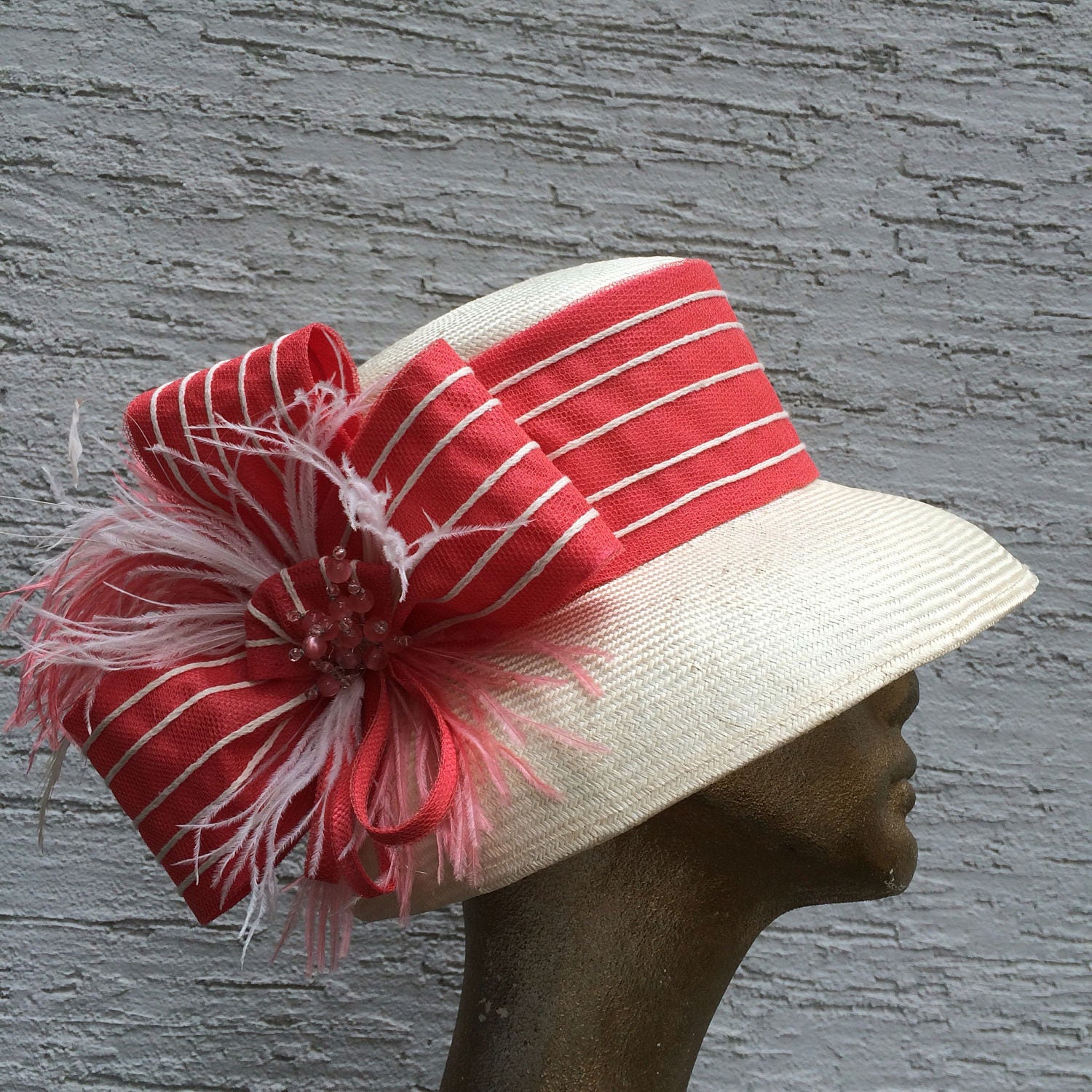 Derby Hat, Ivory Coral Hat, Widebrim Hat, Summer Sun Hat, Kentucky ...
