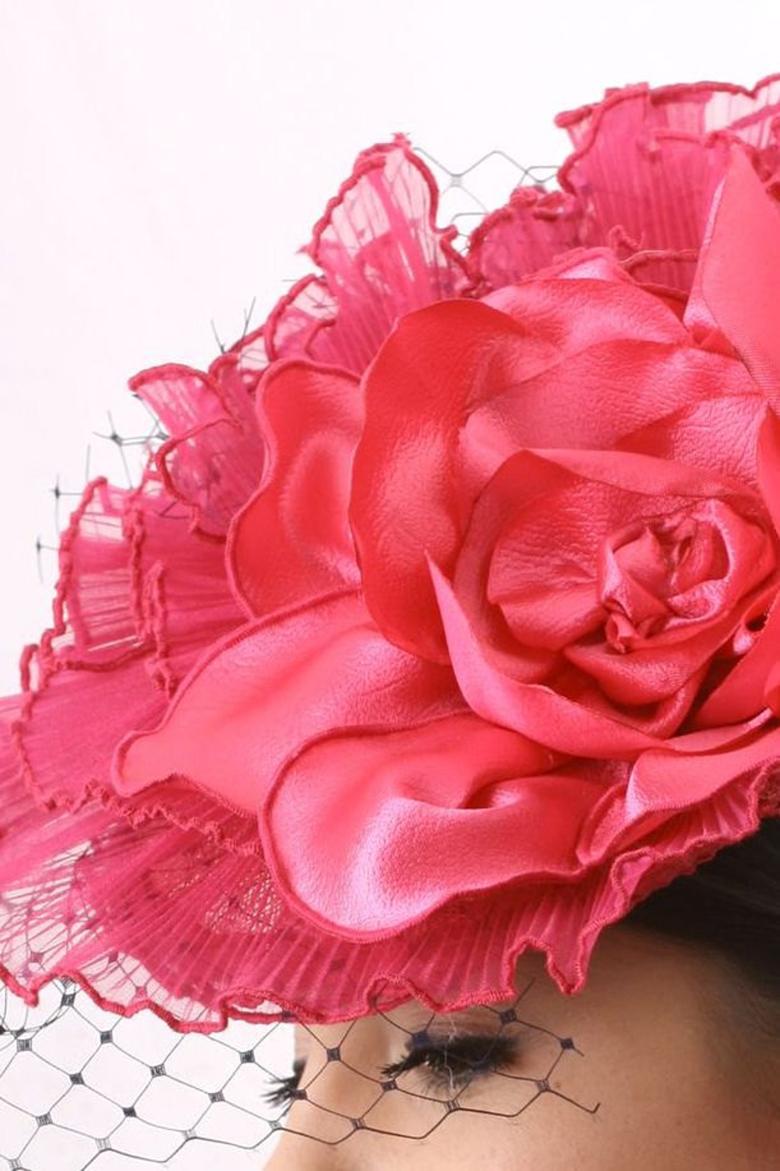 Veiled Fuchsia Fascinator, Hot Pink Hat, Royal Ascot Fascinator, Derby ...