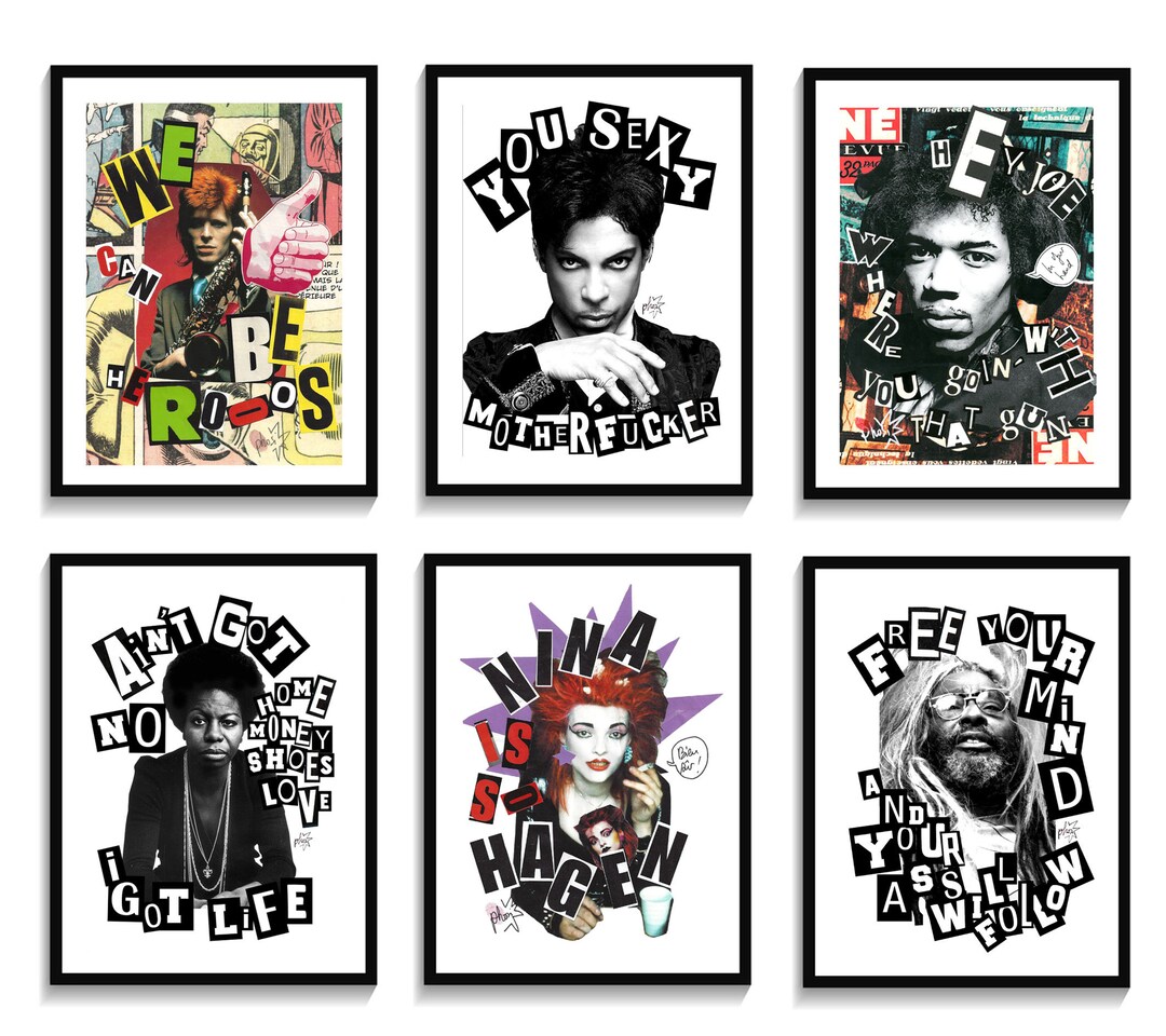 Art Prints of Icons of Funk and Pop Rock Music. From My Collages ...