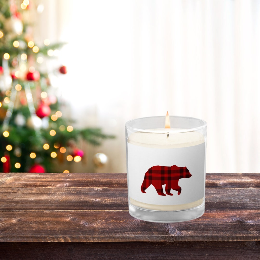 Bear Candle Glass Jar Soy Wax Bear Candle Holiday Bear - Etsy