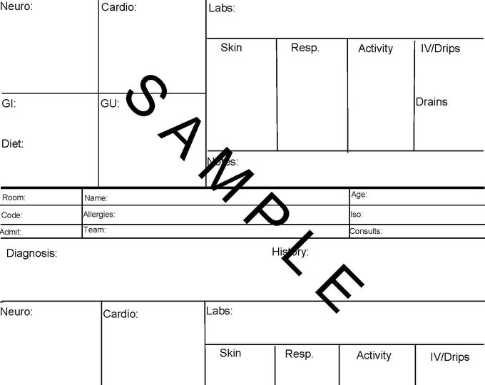 Ortho Nurse Report Sheet • SBAR • Patient Handoff • Printable Template ...