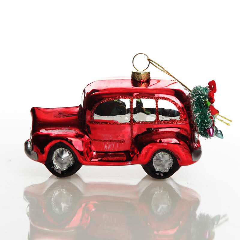 Rotes auto mit weihnachtsbaum - Etsy.de