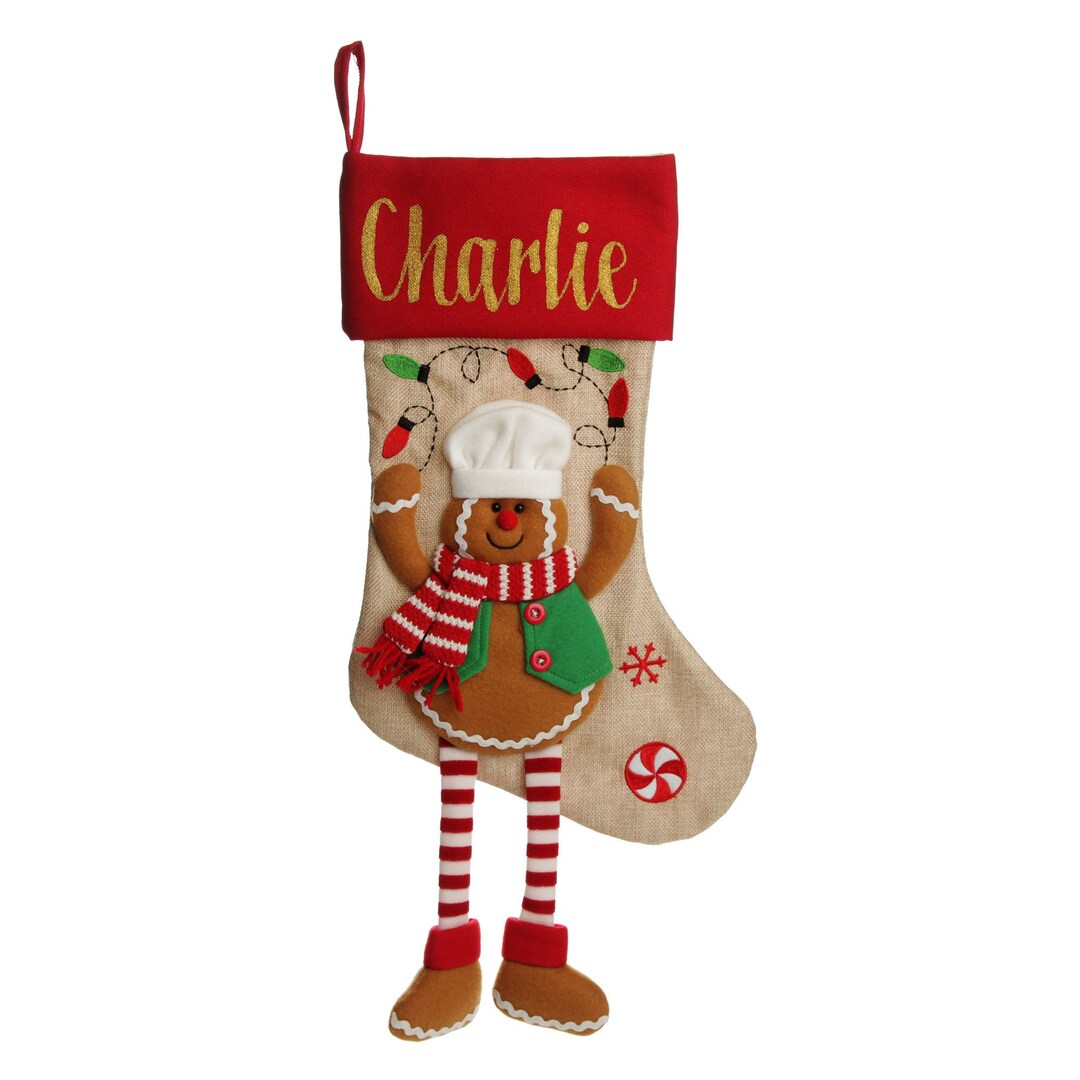 Personalised Gingerbread Boy Christmas Stocking With Dangly Legs - Etsy