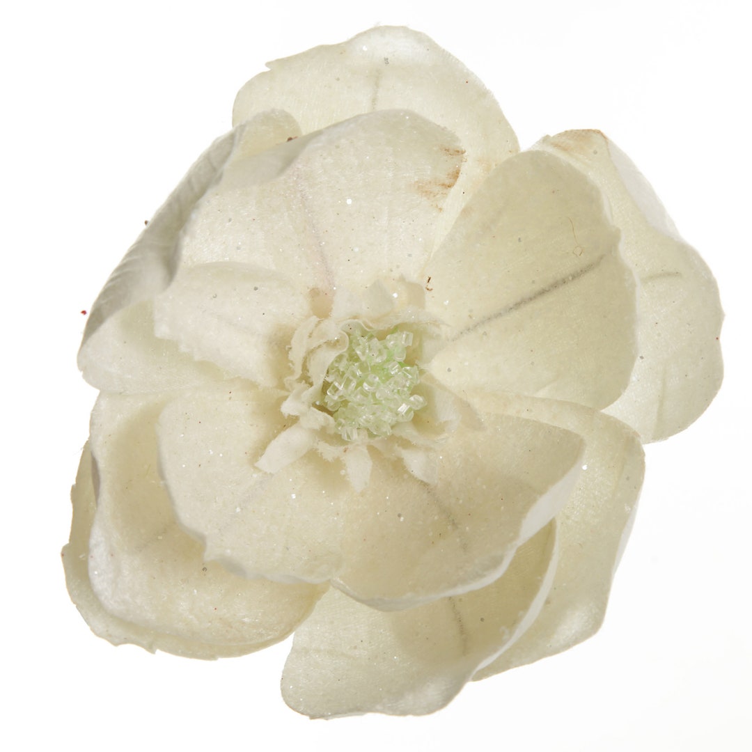 Ivory Glitter Sprinkled Magnolia Flower Clip - Etsy