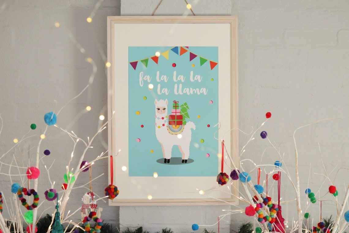 Fa La La La Llama Christmas Poster Downloadable Print - Etsy