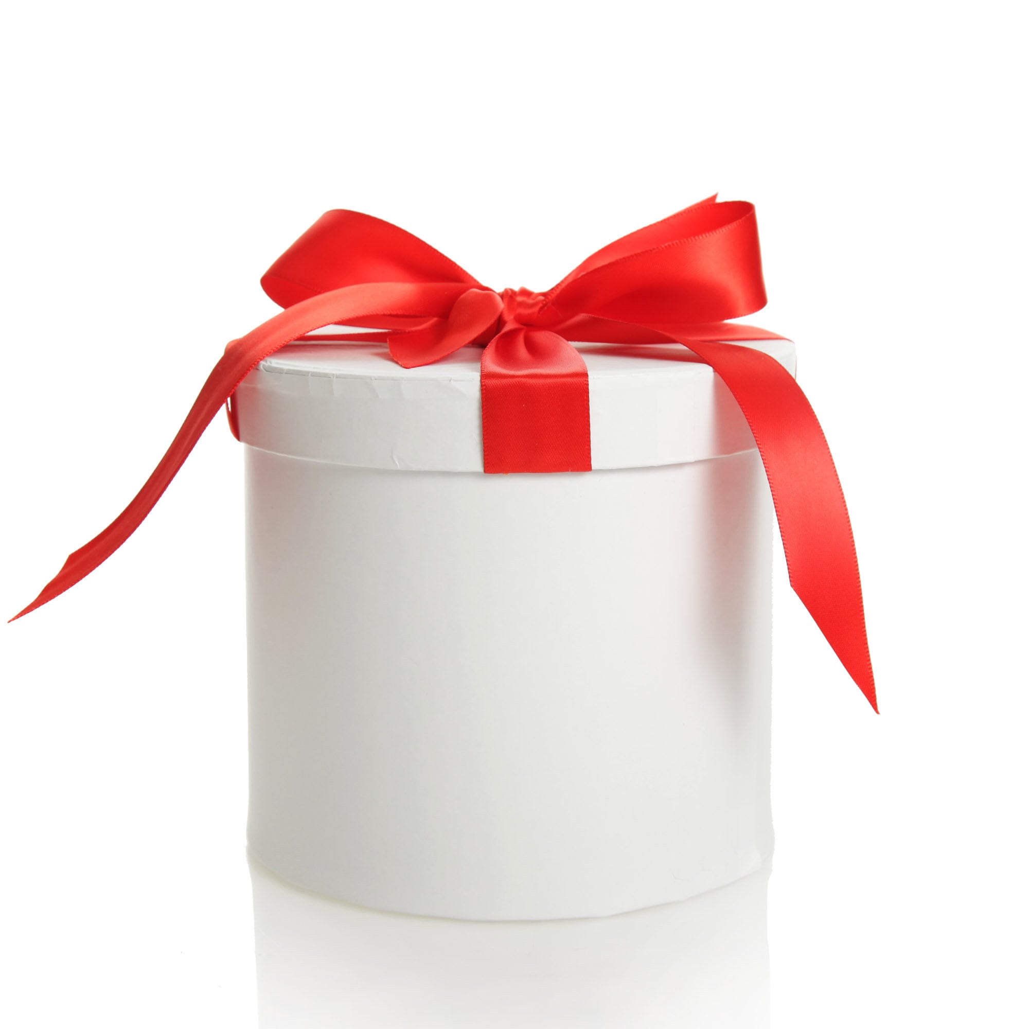 Personalised White Round Gift Box With Red Ribbon Bow - Etsy